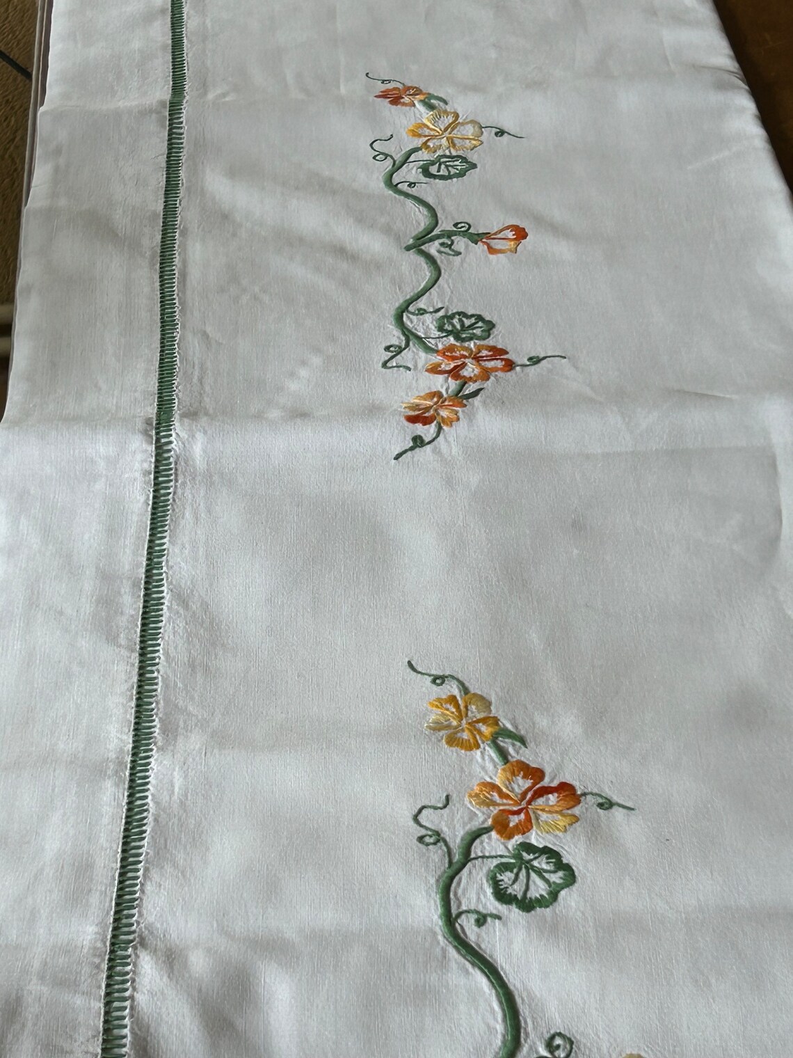 An Antique French White Art Deco Embroidered Métis Linen Sheet Circa ...