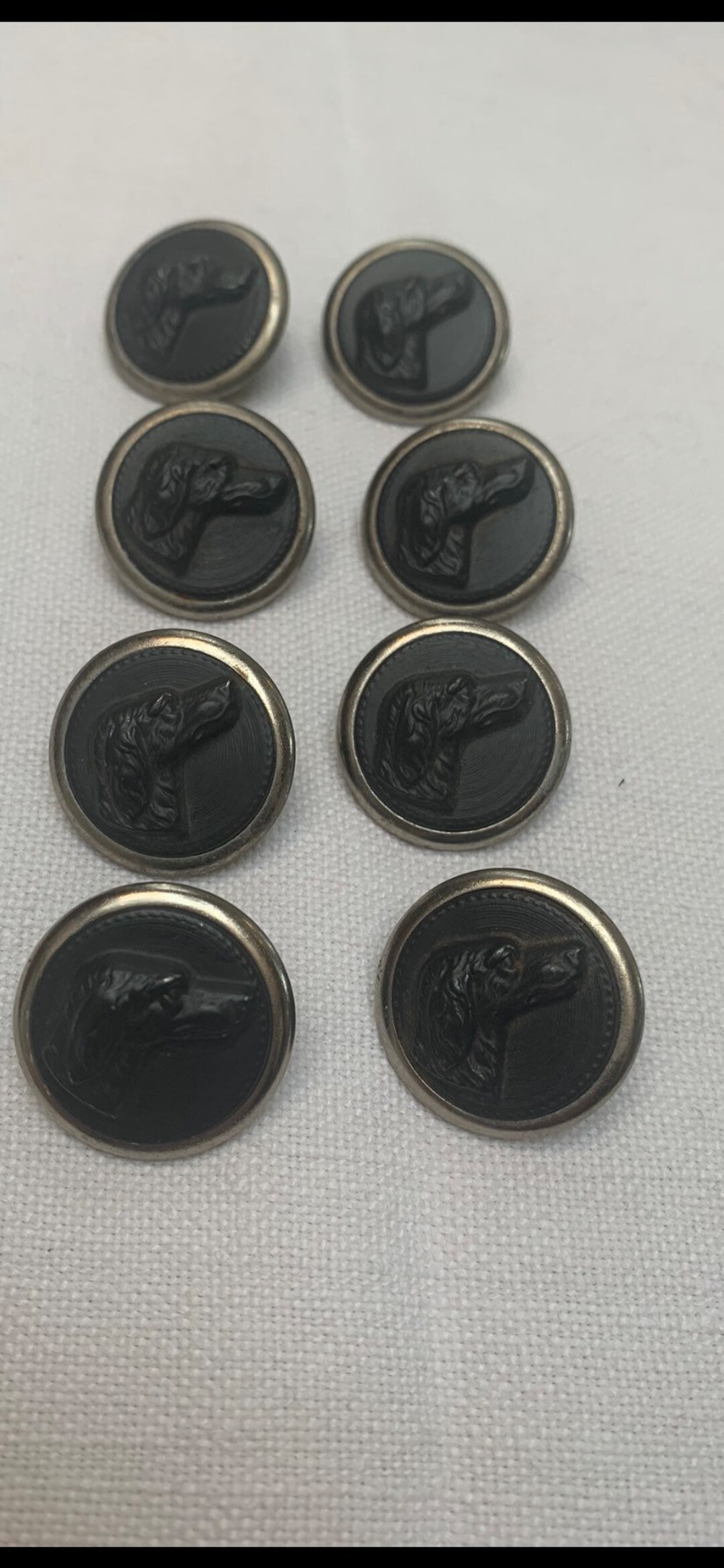 An Antique Set of 8 French Black Metal Hunting Buttons With Repoussé ...