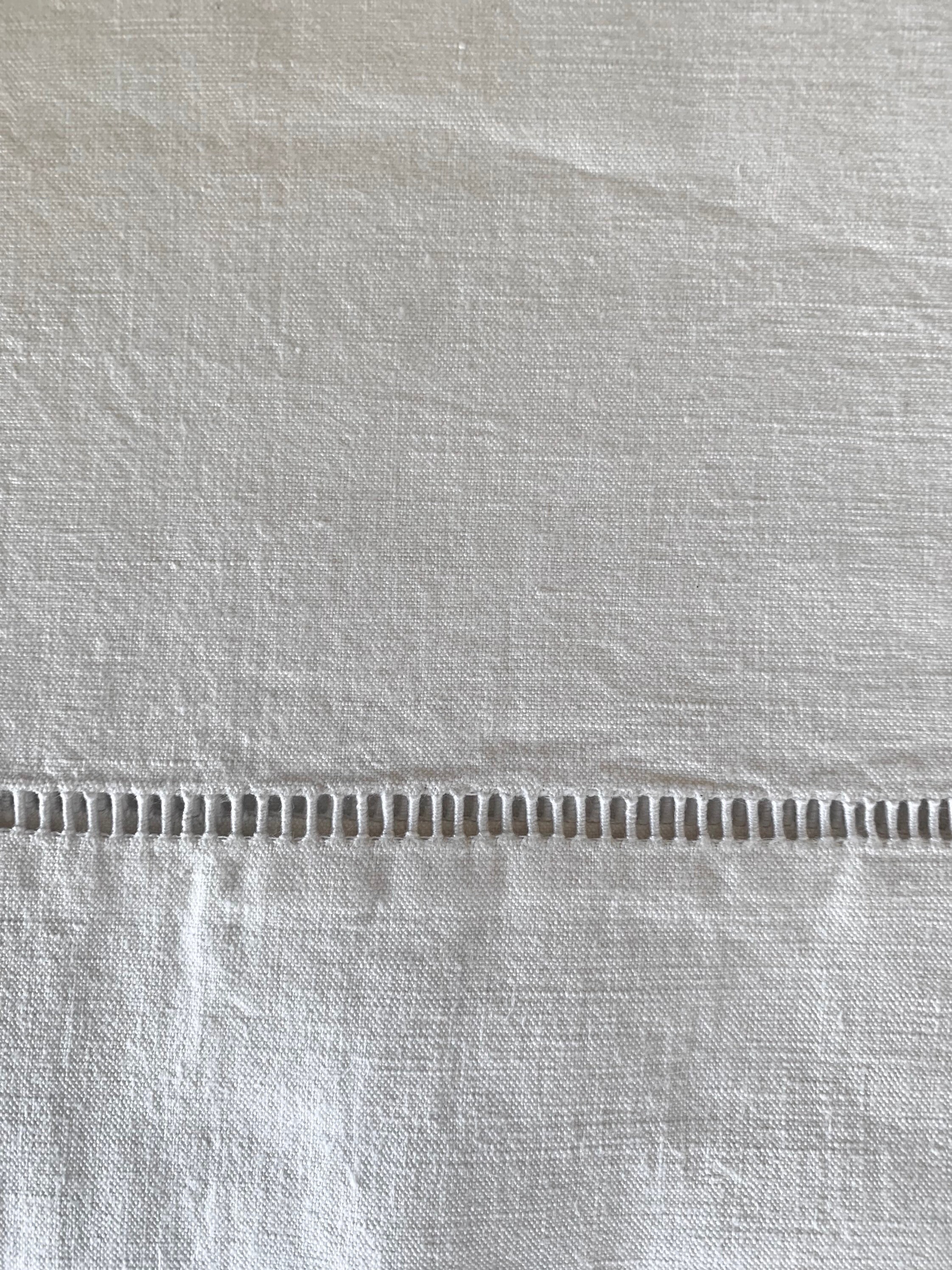 An Antique French White Métis Linen Art Deco Embroidered Monogram Sheet ...