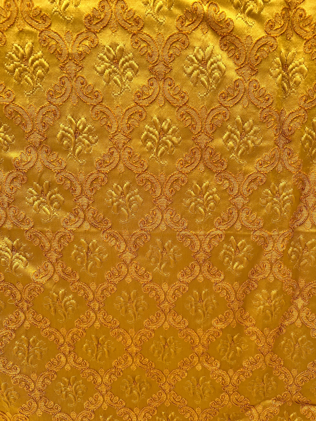 An Unused 6 Metre Long Piece of French Vintage Gold Brocade Fabric ...