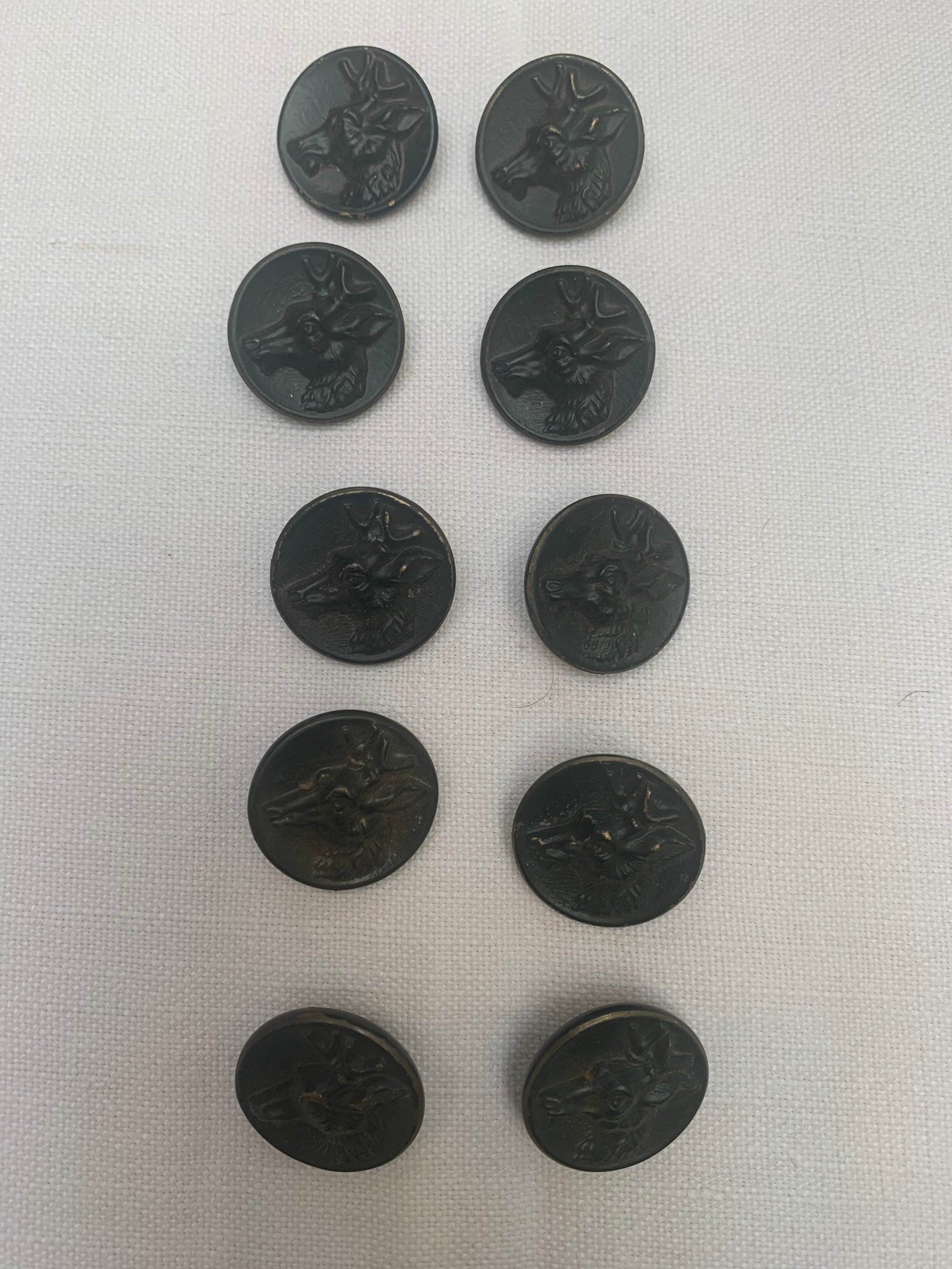 A Set of 10 Antique French Verdigris Brass Hunting Buttons With ...