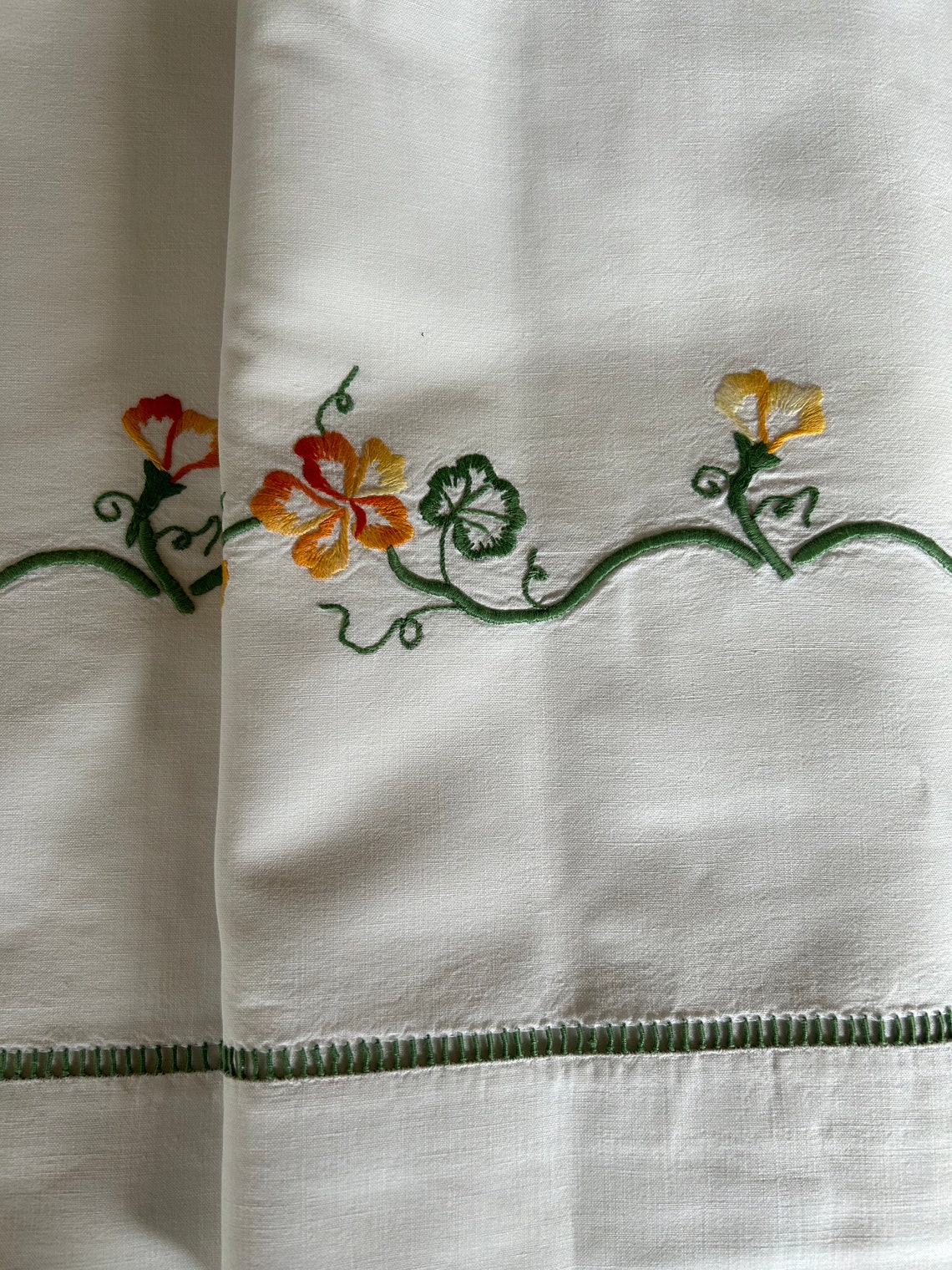An Antique French White Art Deco Embroidered Métis Linen Sheet Circa ...