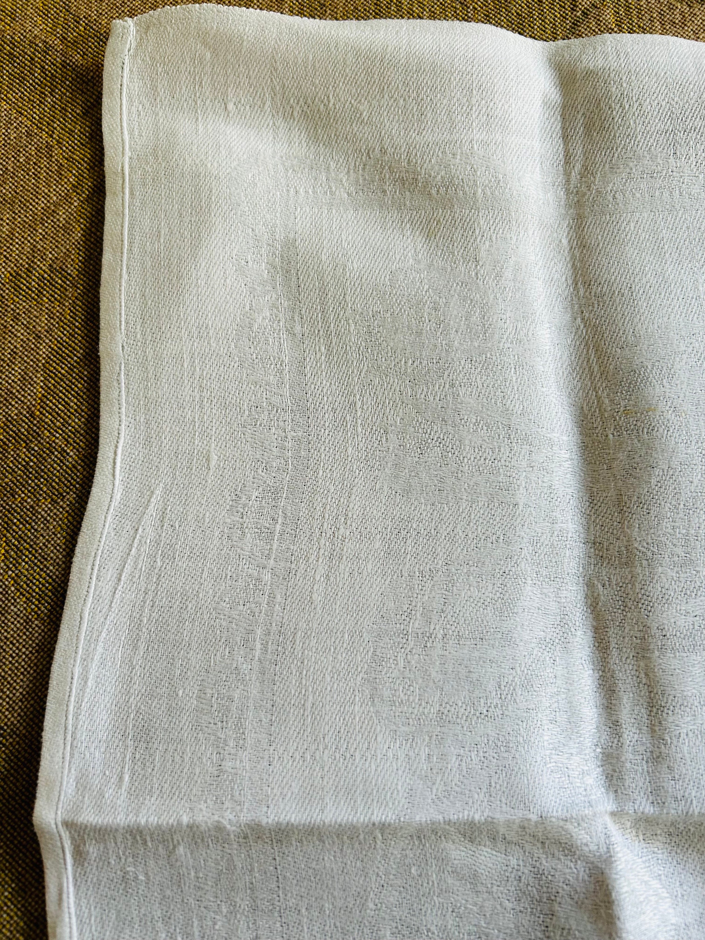 4 Antique Art Nouveau French Linen Damask Monogrammed H L Napkins Circa ...