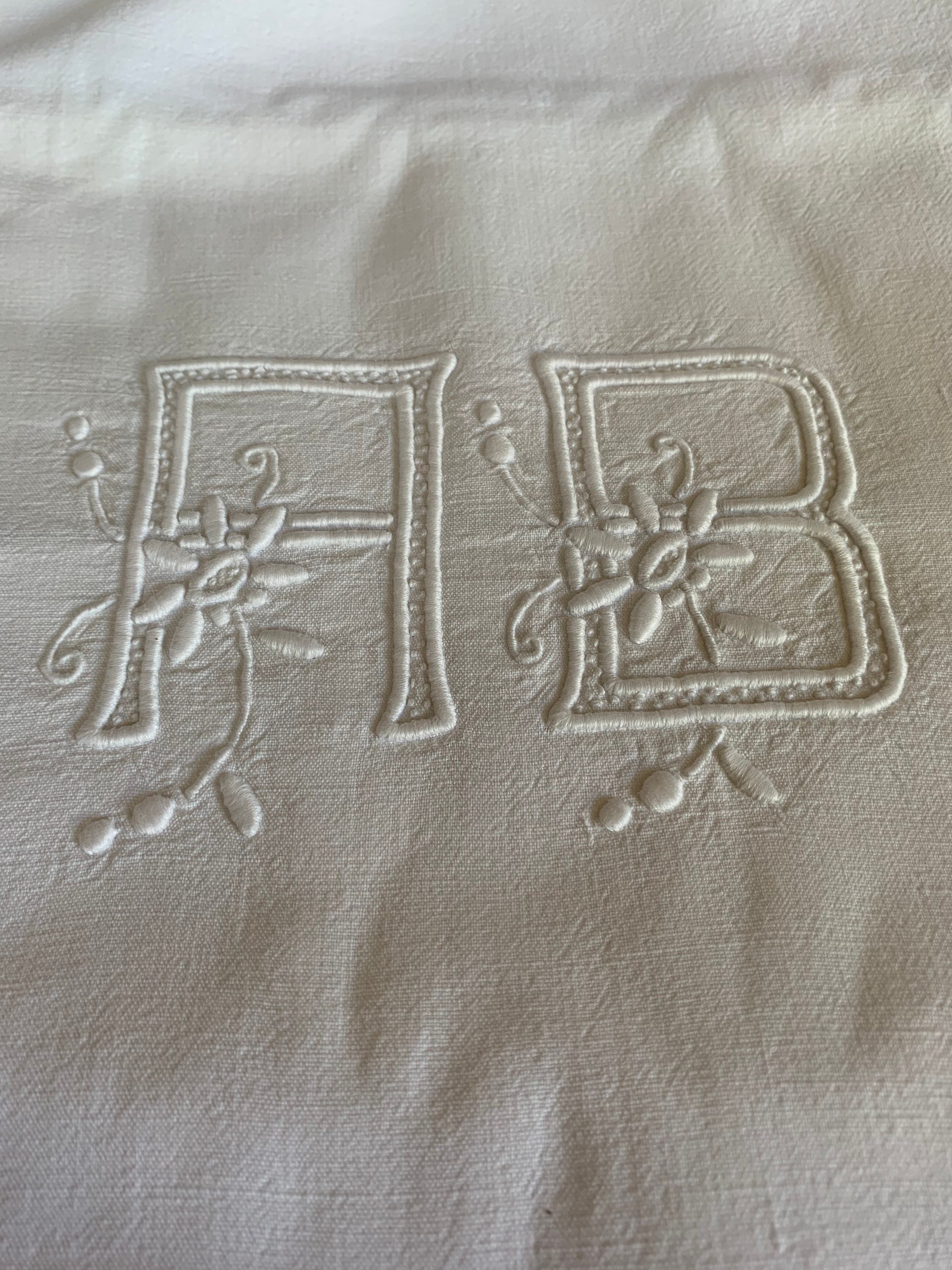 An Antique French White Métis Linen Embroidered Monogram Sheet - Etsy