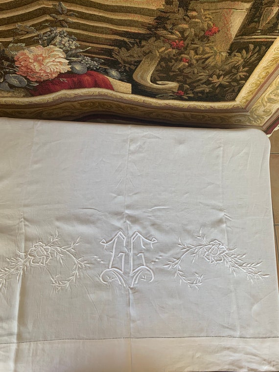 An Antique French Art Deco Linen Yarn Embroidered and - Etsy