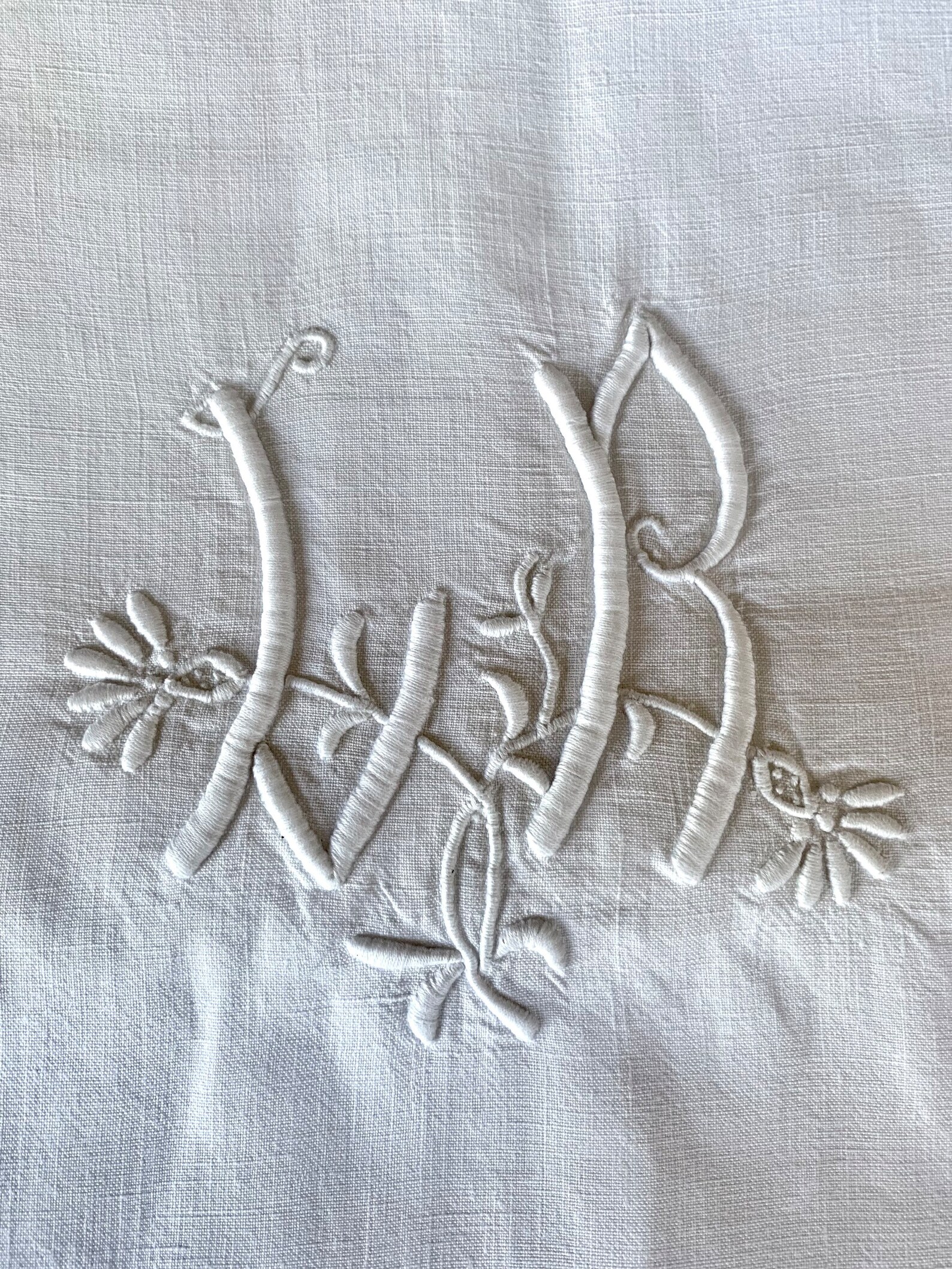 A Very Large Antique French White Métis Linen Wedding Trousseau Sheet ...