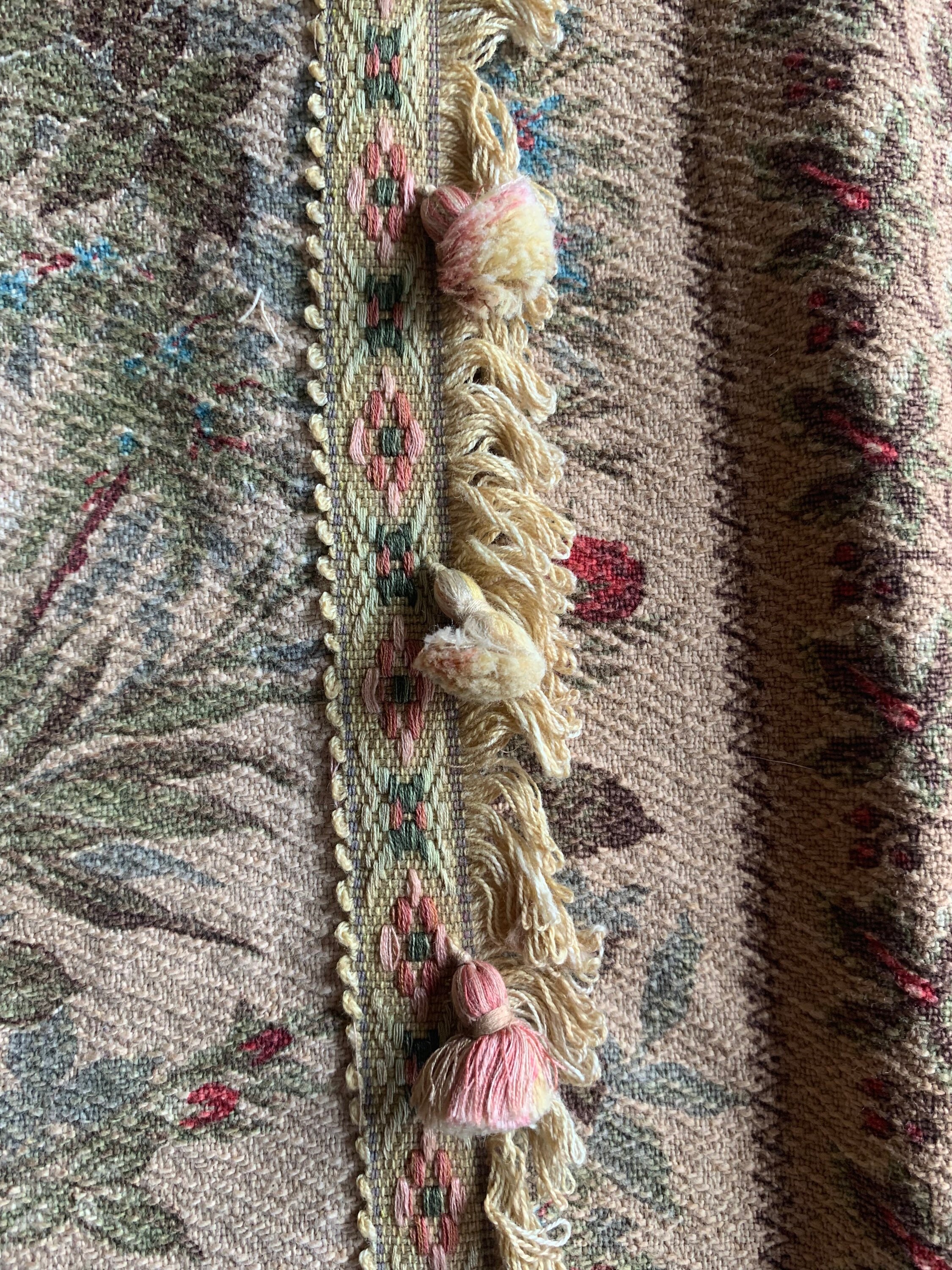 An Early Twentieth Century Antique English Floral Bark Cloth Portière ...