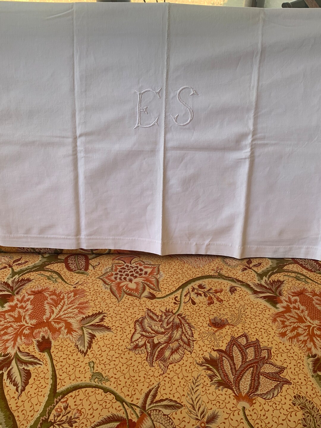 An Antique French White Farmhouse Métis Linen Embroidered - Etsy
