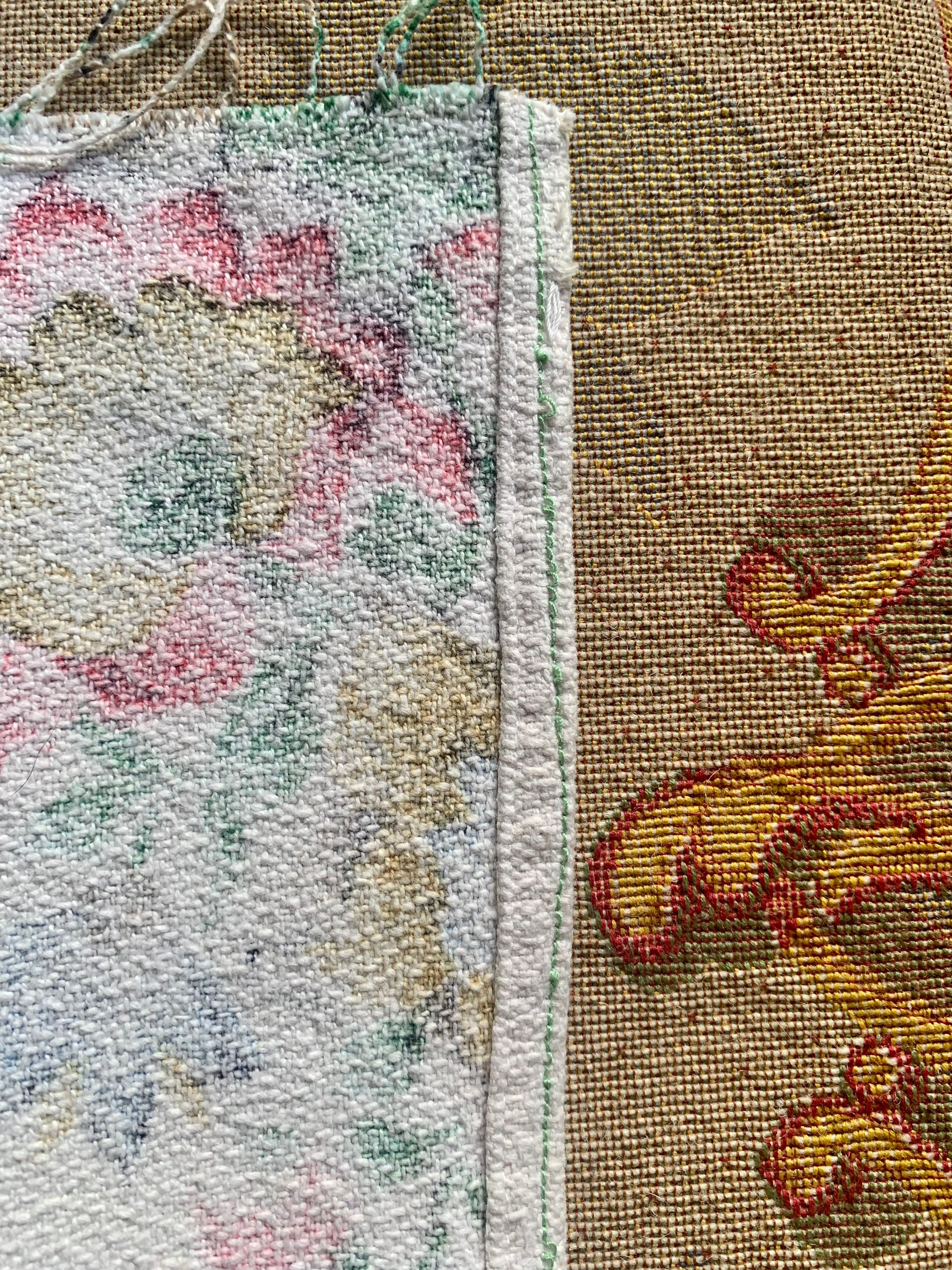 An Antique English Bark Cloth Piece of Fabric With a Screen Printed ...