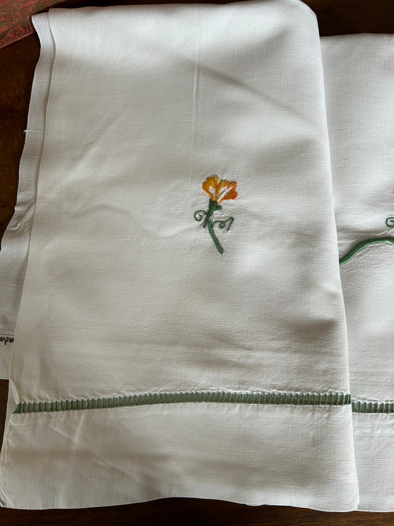 An Antique French White Art Deco Embroidered Métis Linen Sheet Circa ...
