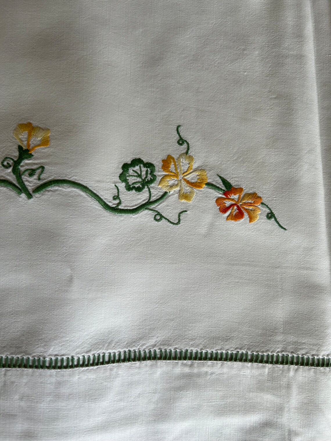 An Antique French White Art Deco Embroidered Métis Linen Sheet Circa ...