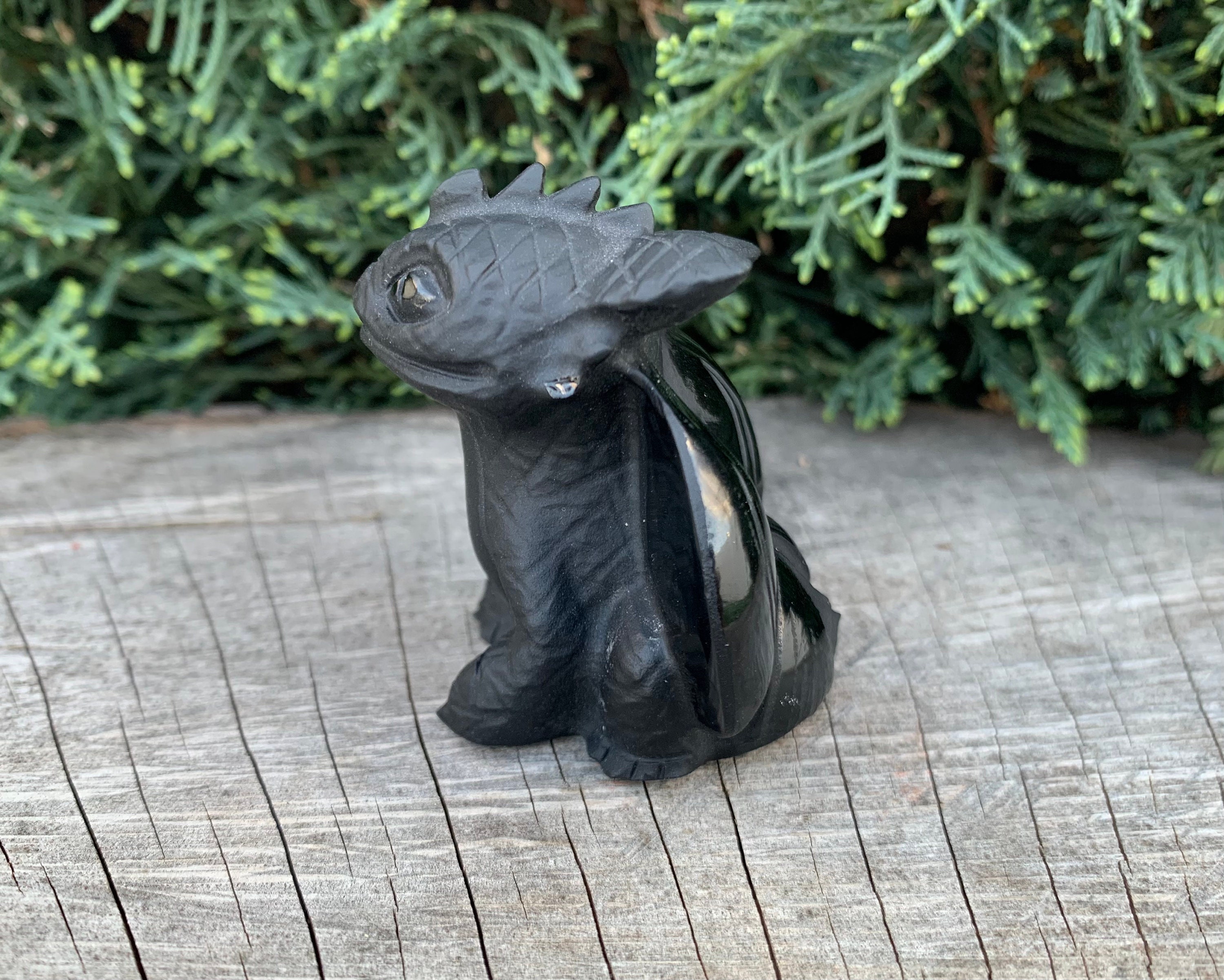 Obsidian Toothless | Hand Carved Crystal Toothless - DISCOUNTED - Etsy