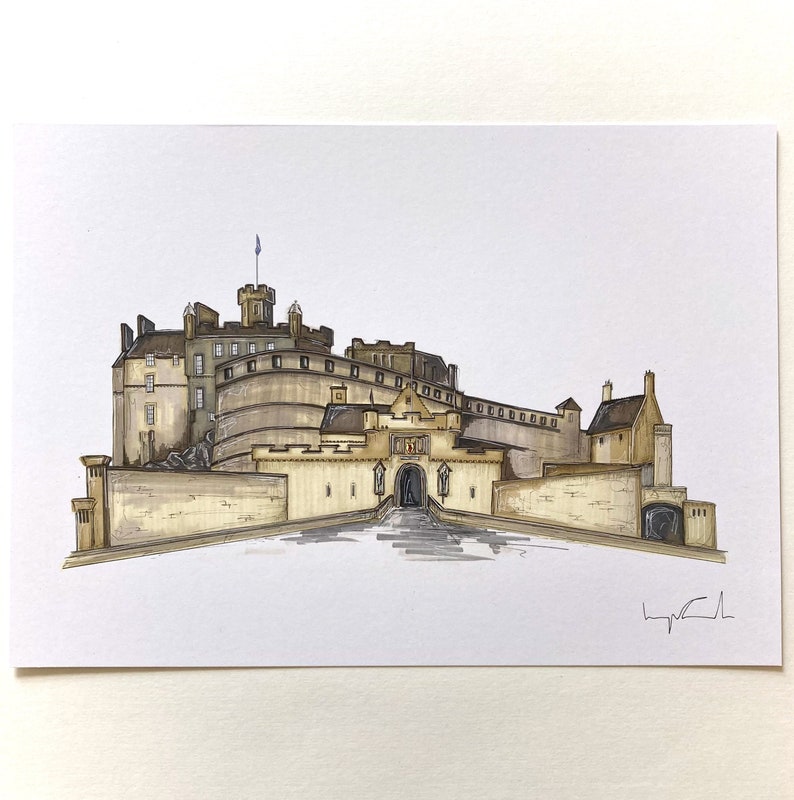 Edinburgh Castle Marker Sketch - A4 Art Print - Etsy UK