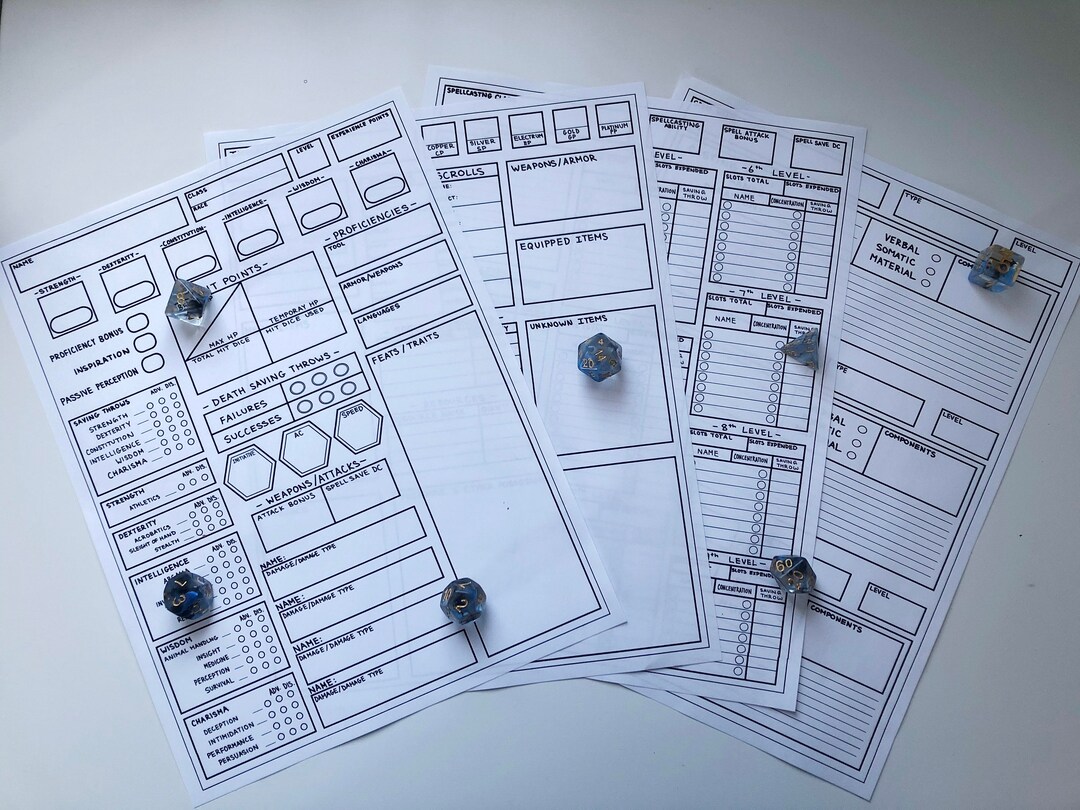 Custom D&D Character Sheets - Monochrome General - Etsy