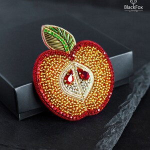 Apple Beaded Brooch Seed Bead Embroidery Crystal Women Brooch Pin - Etsy
