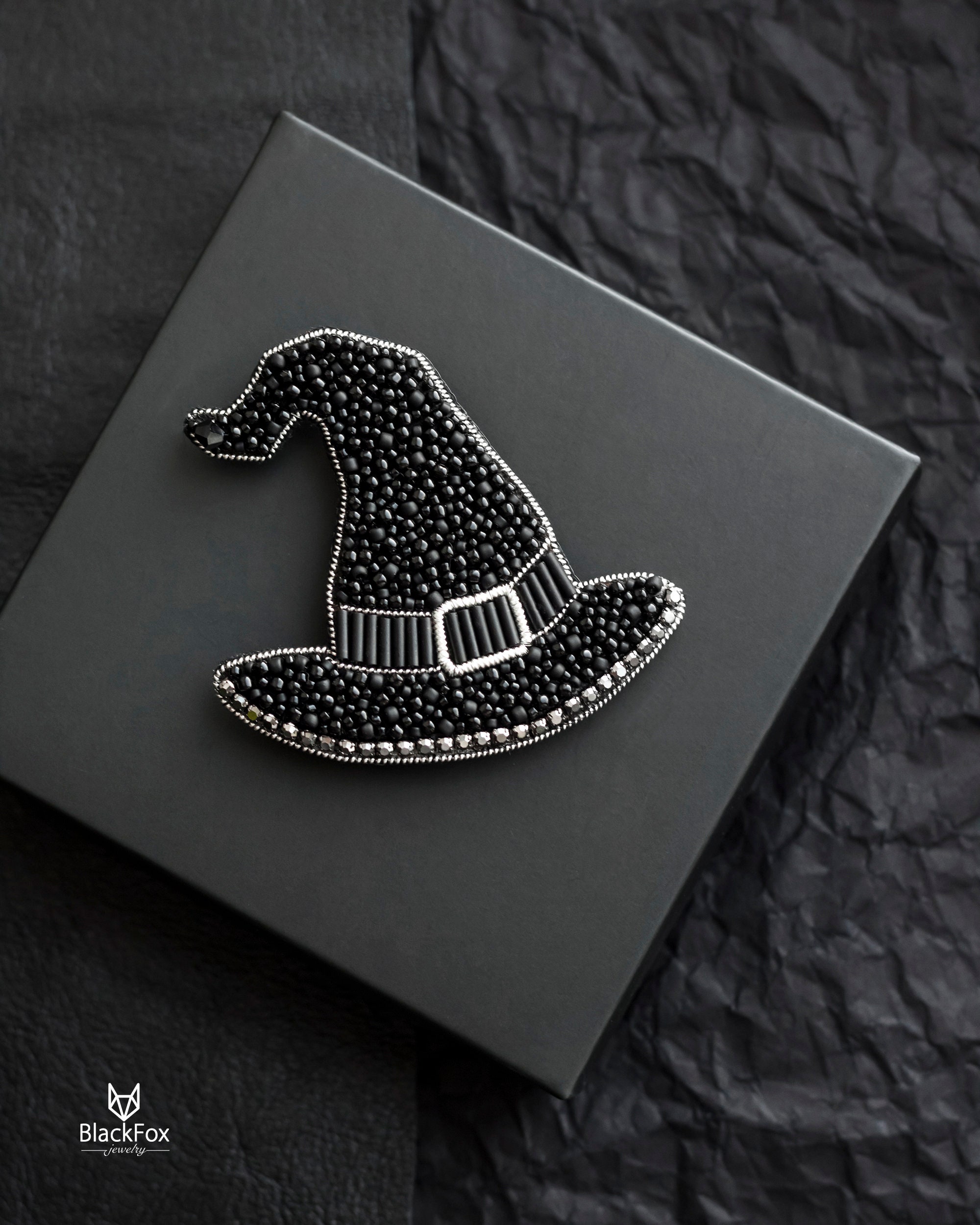 Halloween Witch Hat Beaded Brooch Seed Bead Embroidered Brooch Pin - Etsy