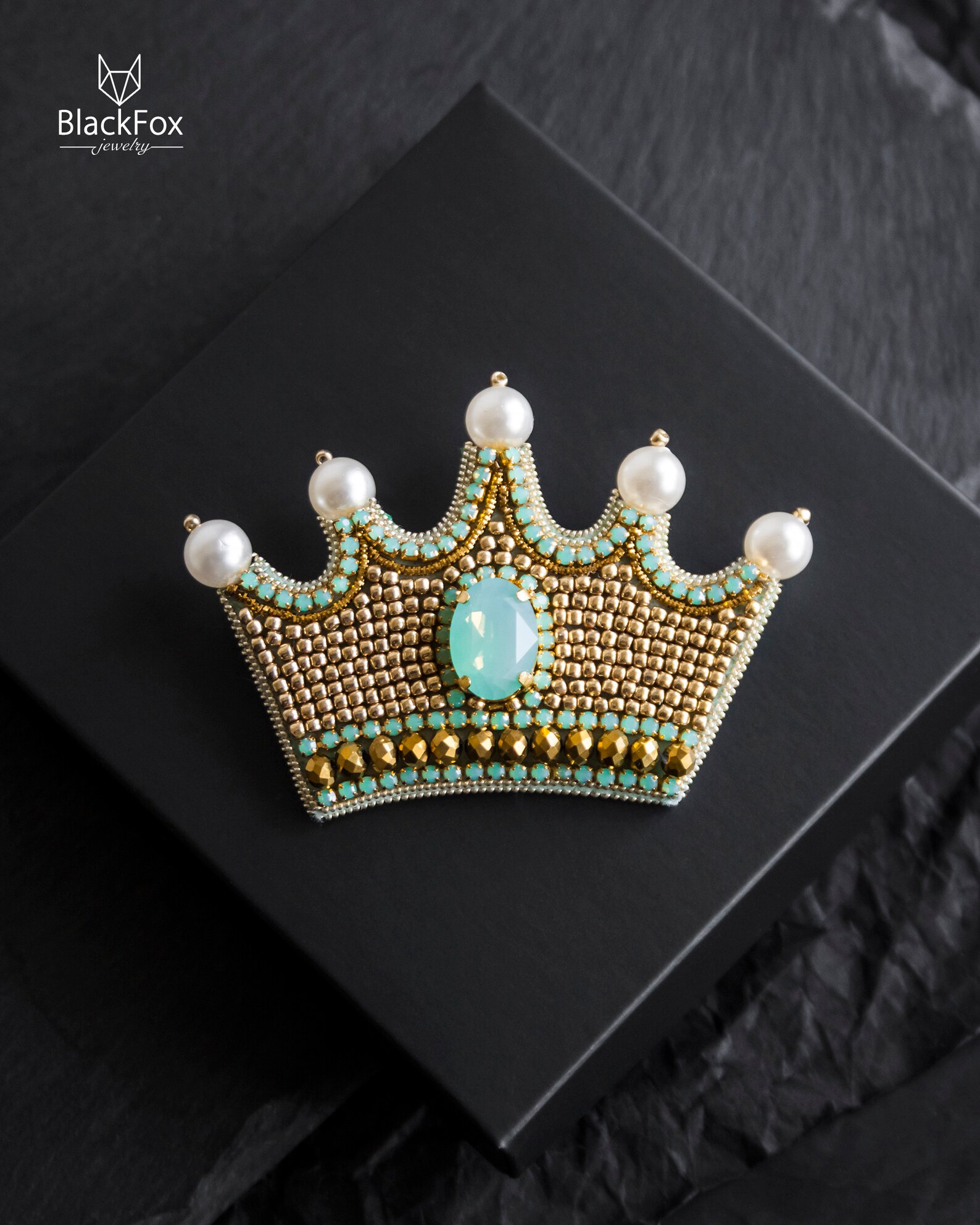 Crown Beaded Brooch Beads Embroidered Chess Queen Pin Gift - Etsy