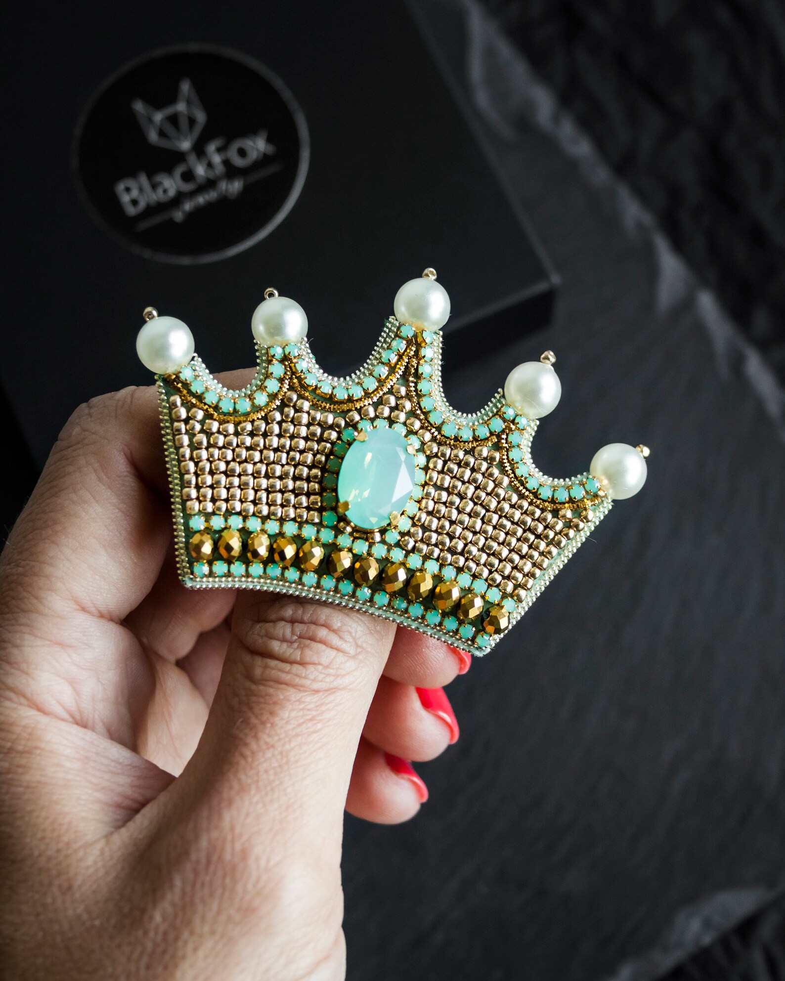 Crown Beaded Brooch Beads Embroidered Chess Queen Pin Gift for Her - Etsy