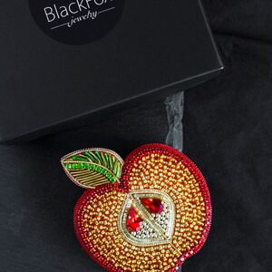 Apple Beaded Brooch Seed Bead Embroidery Crystal Women Brooch Pin - Etsy