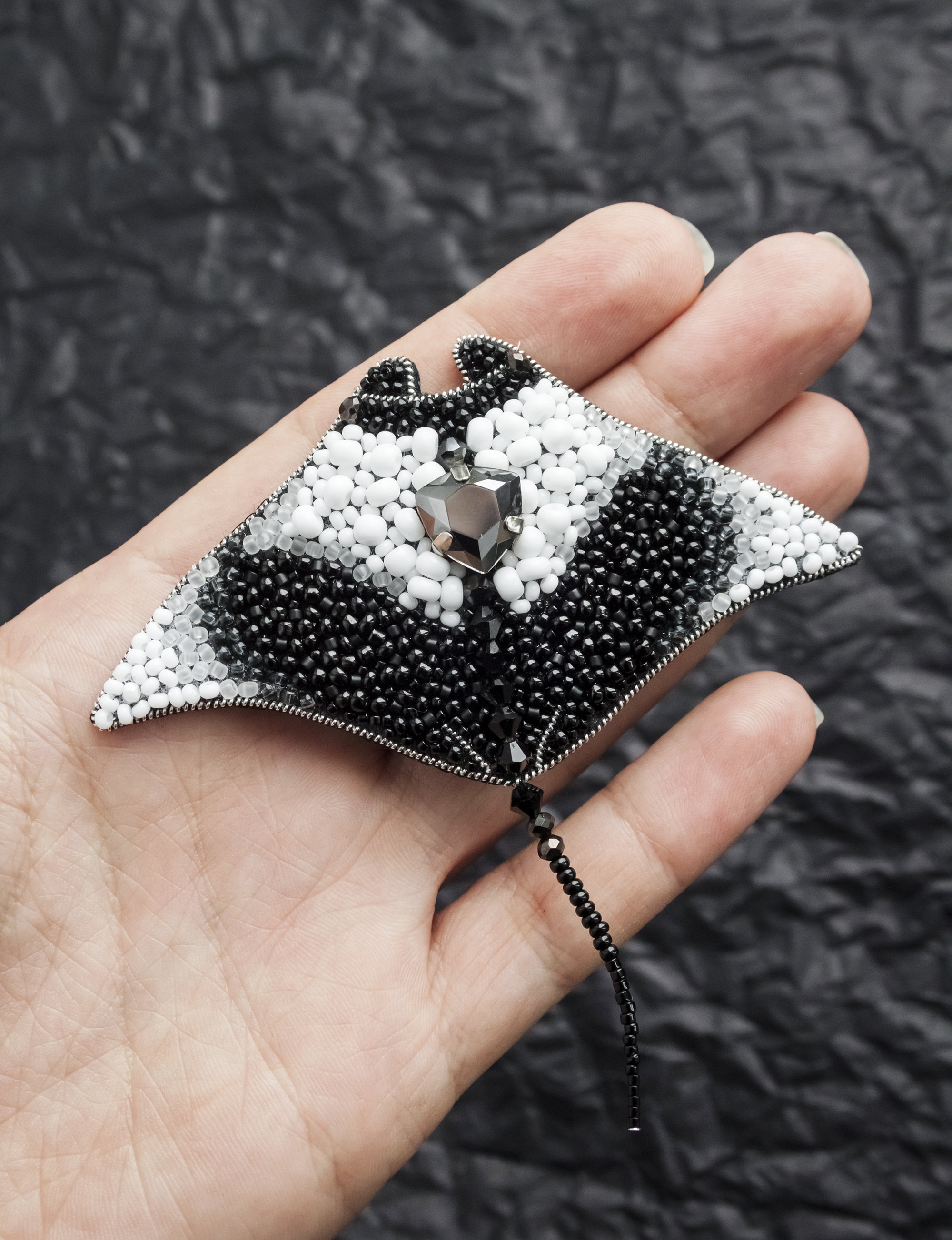 Manta Ray Beaded Brooch Seed Bead Embroidery Sea Stingray Brooch Pin - Etsy