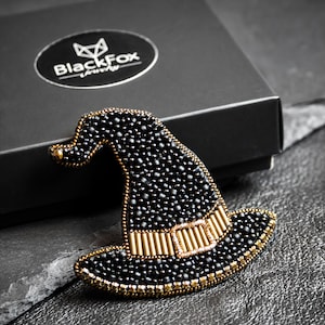 Halloween Witch Hat Beaded Brooch Seed Bead Embroidered Brooch Pin - Etsy