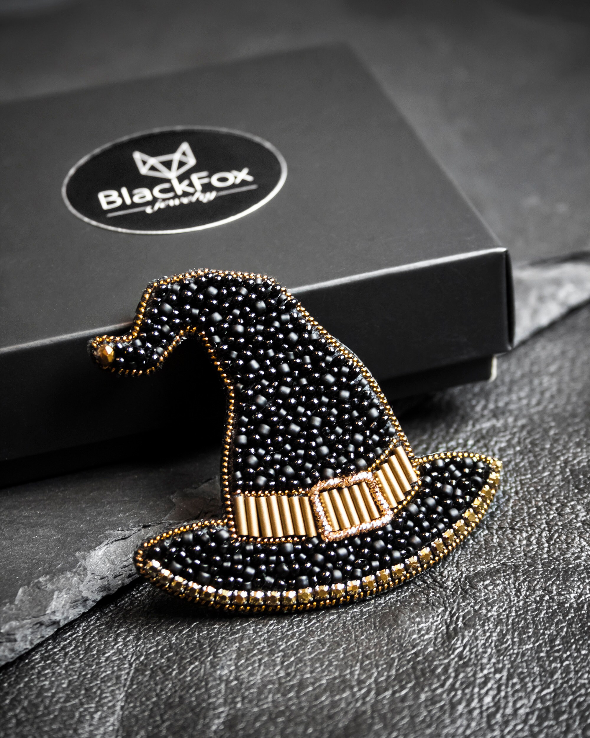Halloween Witch Hat Beaded Brooch Seed Bead Embroidered Brooch Pin - Etsy