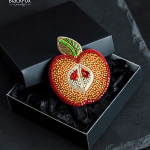 Apple Beaded Brooch Seed Bead Embroidery Crystal Women Brooch Pin - Etsy