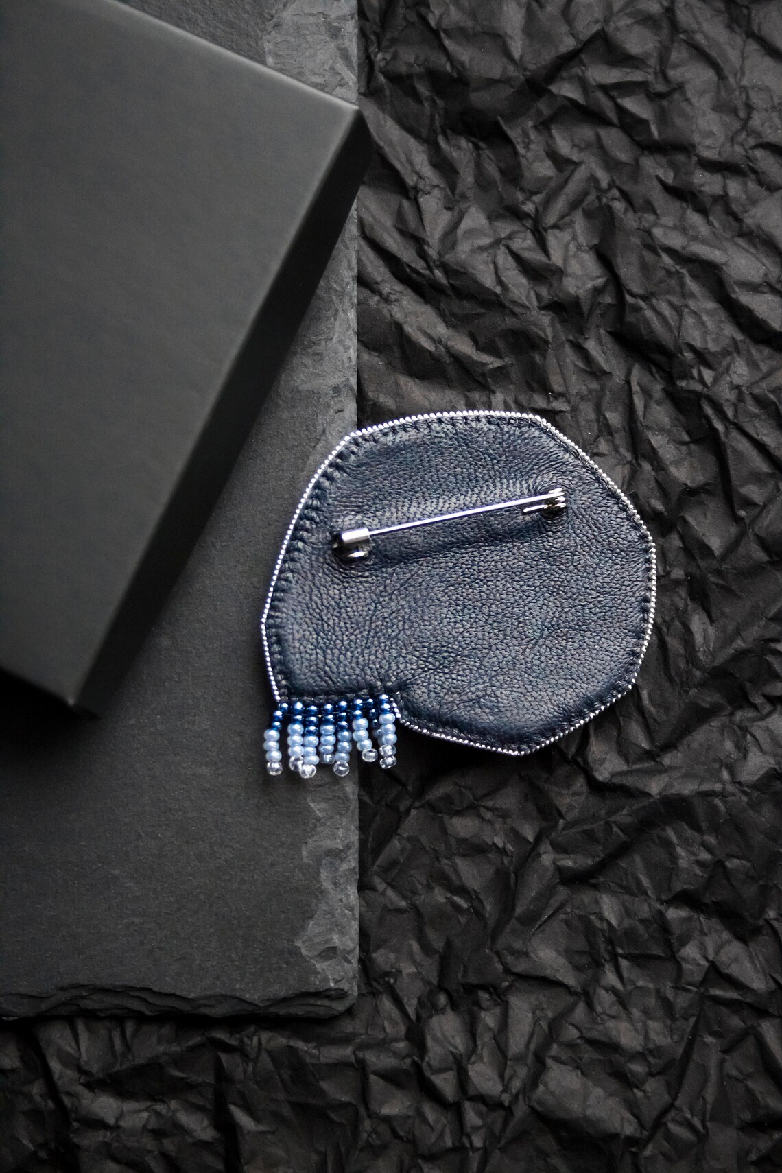 Seed Bead Brooch Embroidered Brooch Silver Blue Seashell Pin - Etsy