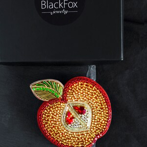 Apple Beaded Brooch Seed Bead Embroidery Crystal Women Brooch Pin - Etsy