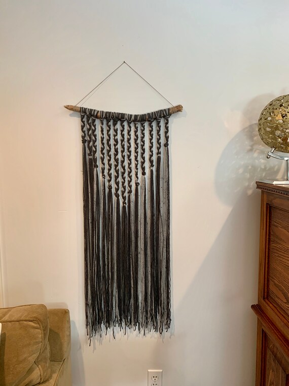 Gray and Black Braided Wall Hanging - Etsy