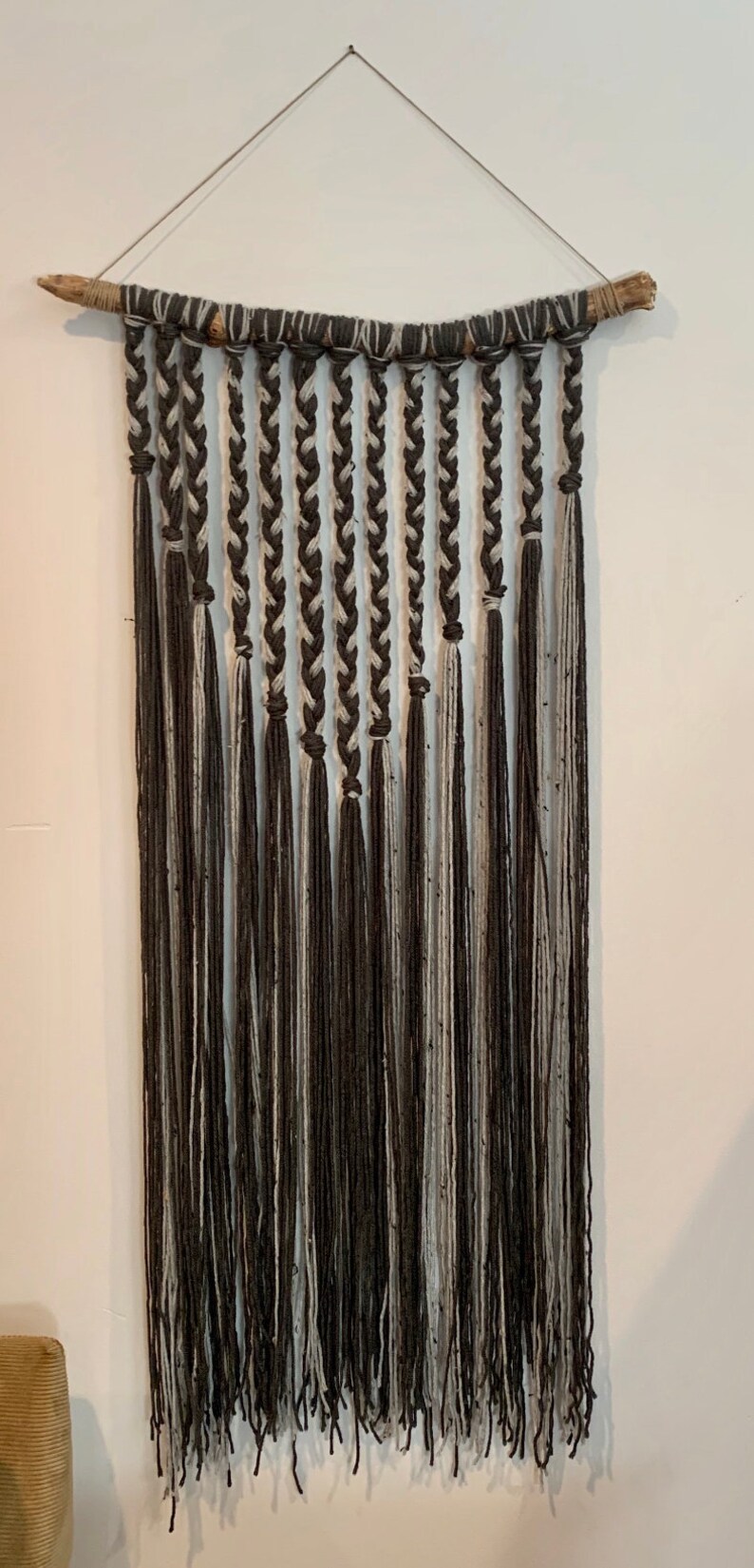 Gray and Black Braided Wall Hanging - Etsy