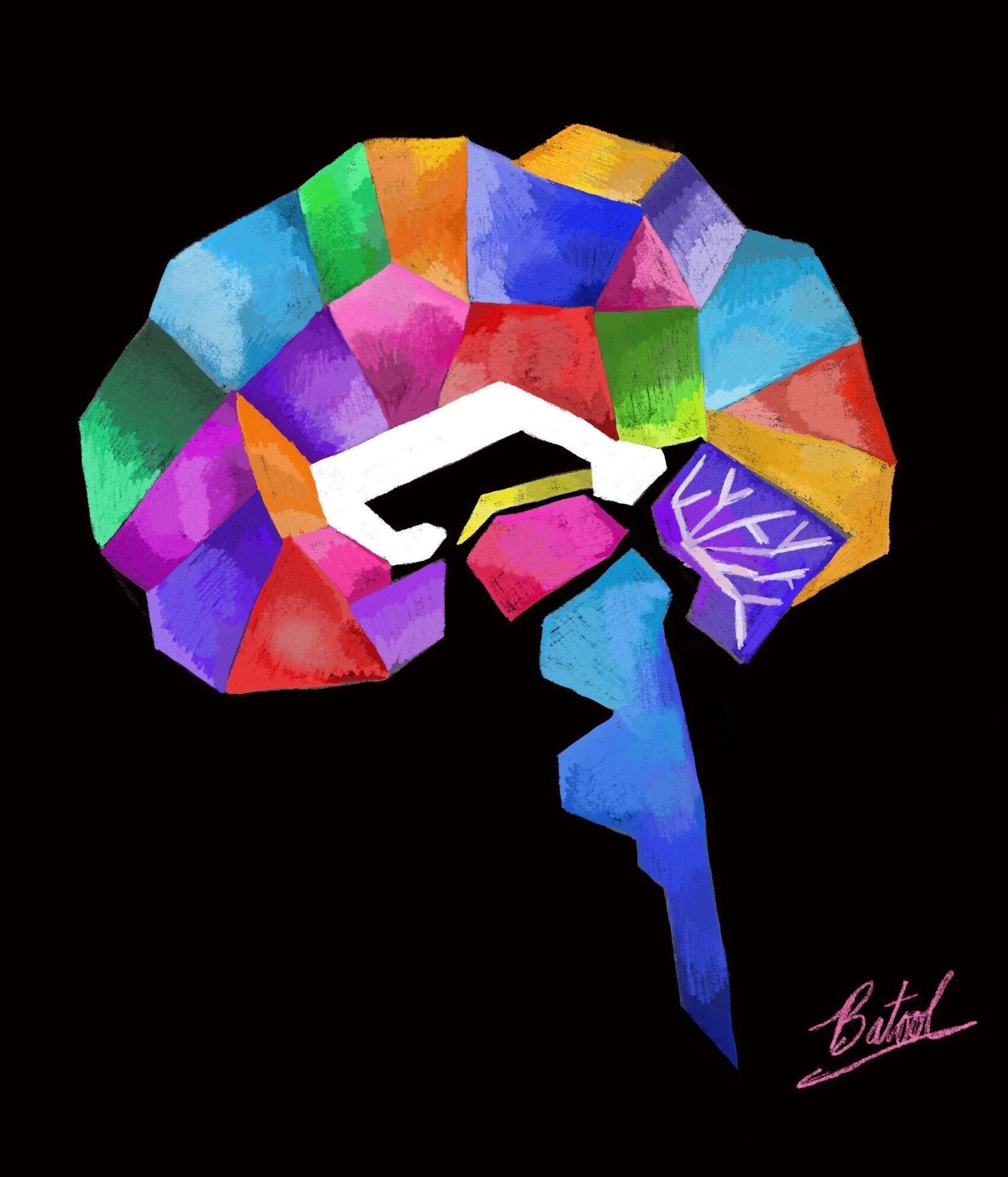 Brain Painting Cubist Brain Art | Etsy