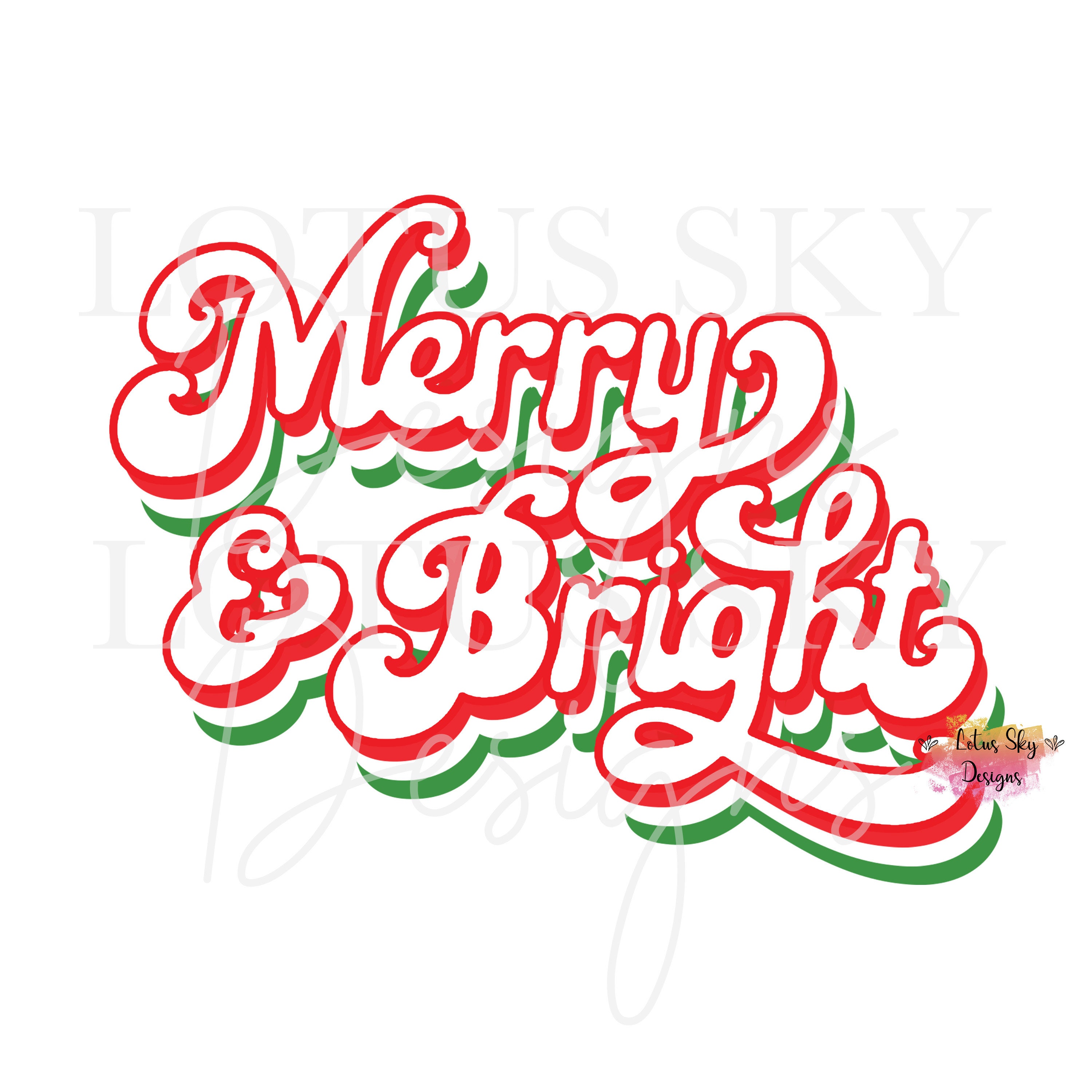 Retro Merry and Bright | Instant Download | SVG and PNG Files ...