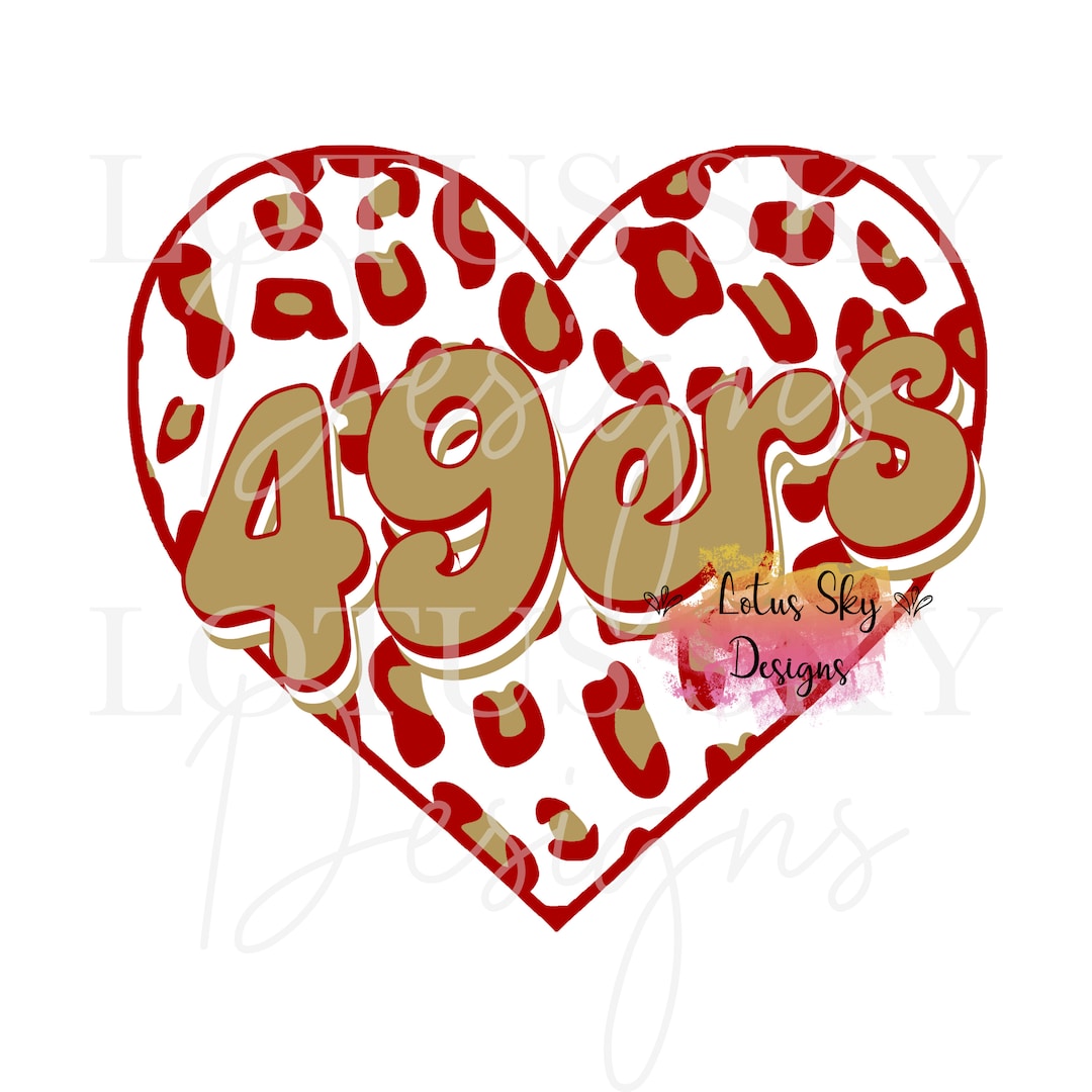 49ers Retro Leopard Print Heart | Ready to Press | Sublimation Heat ...