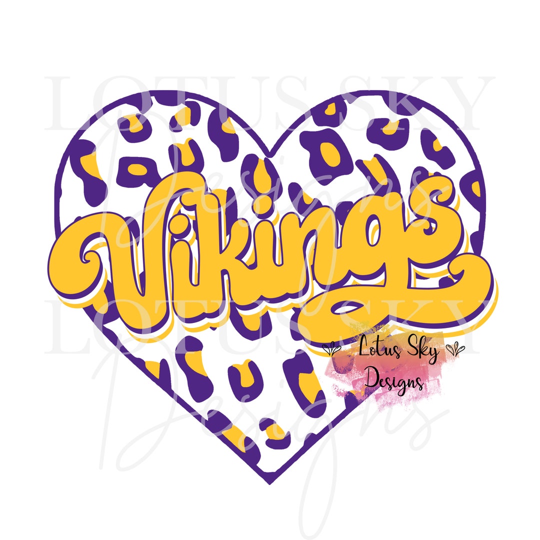Vikings Retro Leopard Print Heart| Instant Download | SVG and PNG Files ...