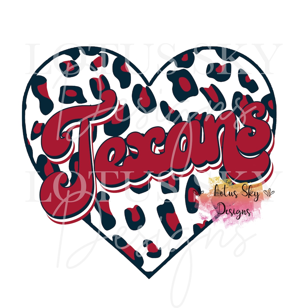 Texans Retro Leopard Print Heart| Instant Download | SVG and PNG Files ...