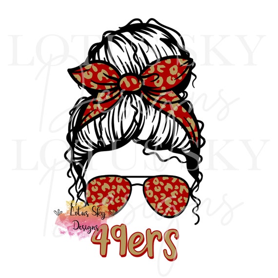 49ers Leopard Messy Bun Instant Download SVG and PNG Files - Etsy