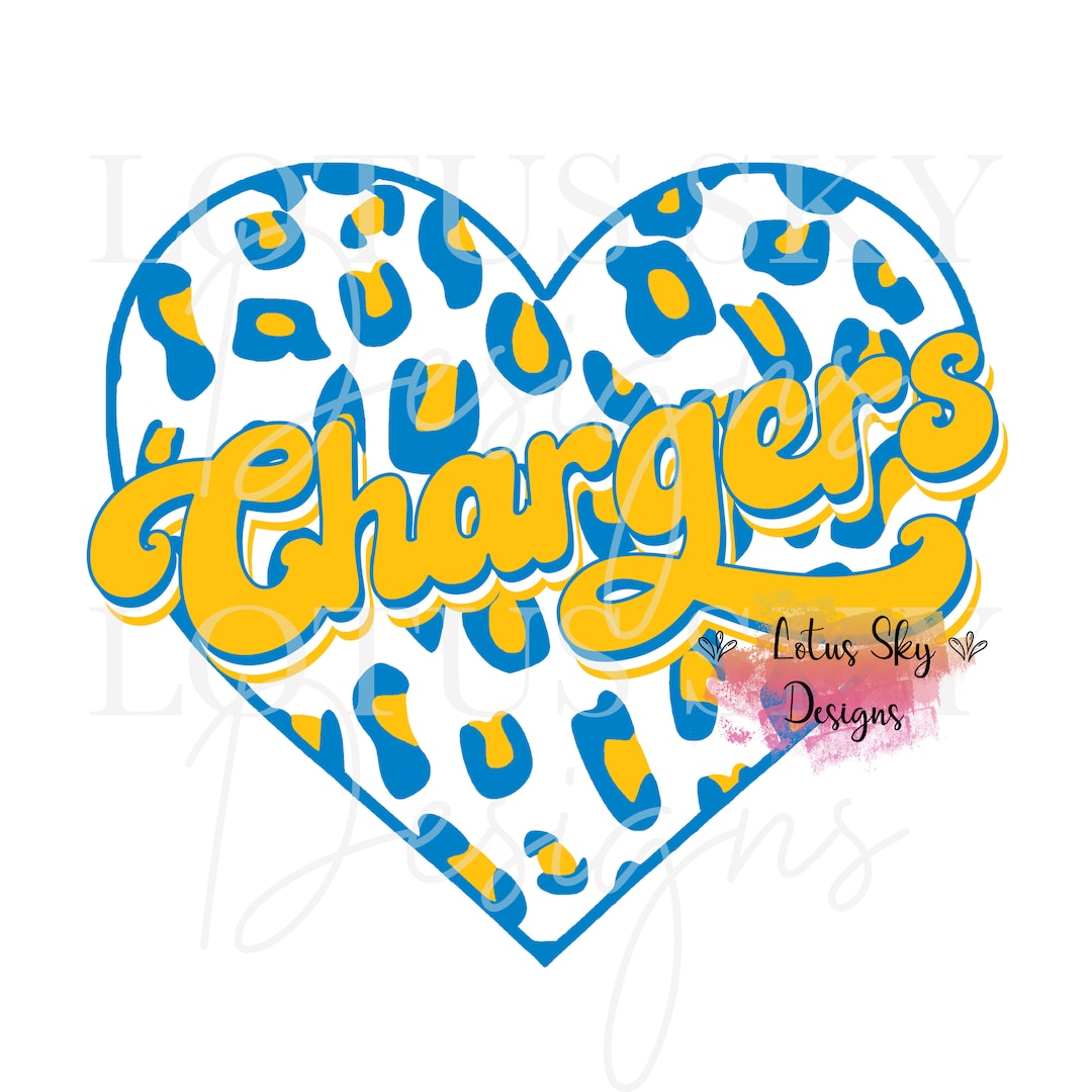Chargers Retro Leopard Print Heart| Instant Download | SVG and PNG ...