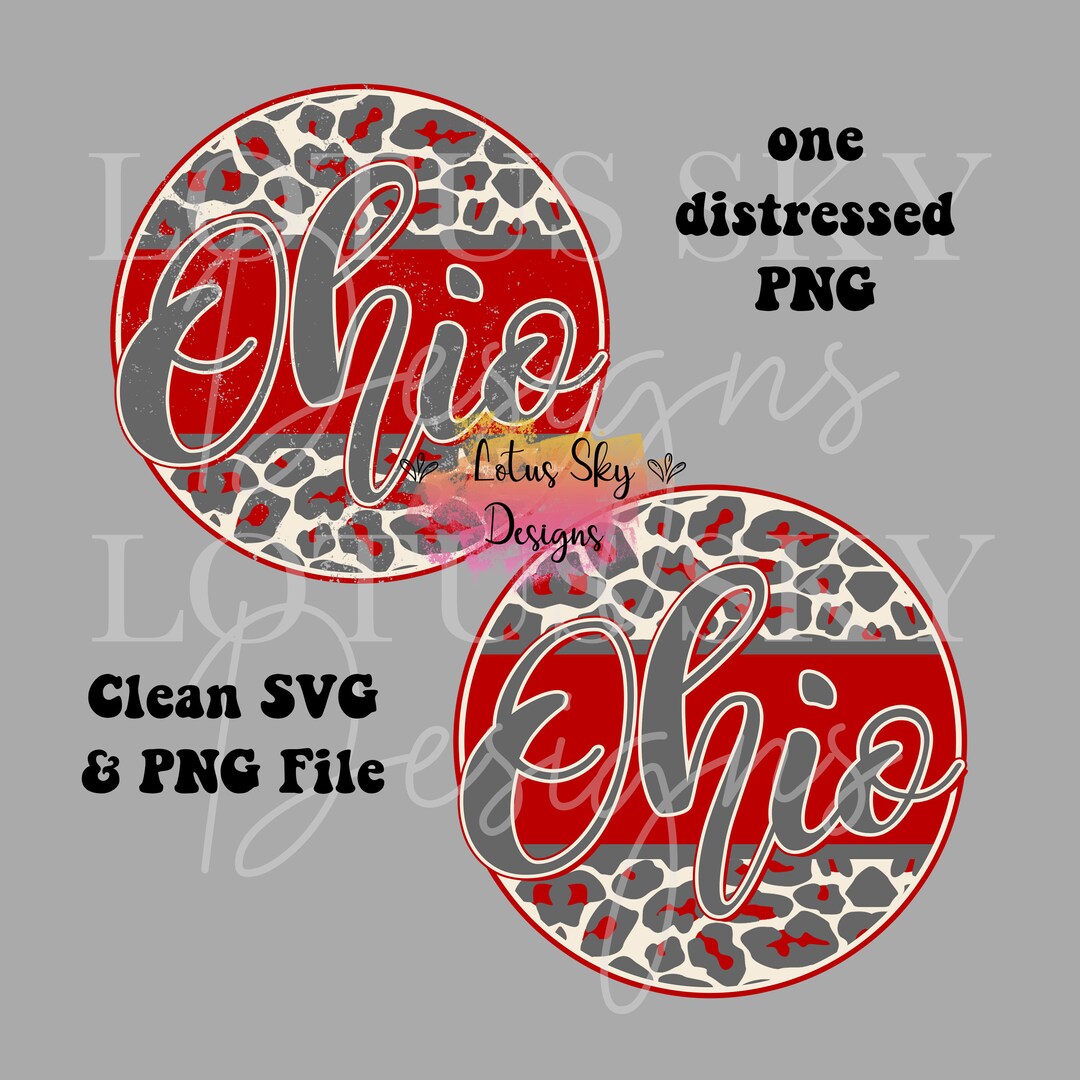 Ohio Cursive Leopard Print Circle| Instant Download | SVG and PNG Files ...