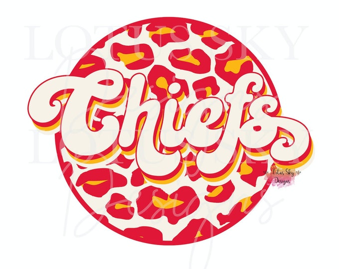 Chiefs Retro Leopard Print Heart Ready to Press Sublimation | Etsy