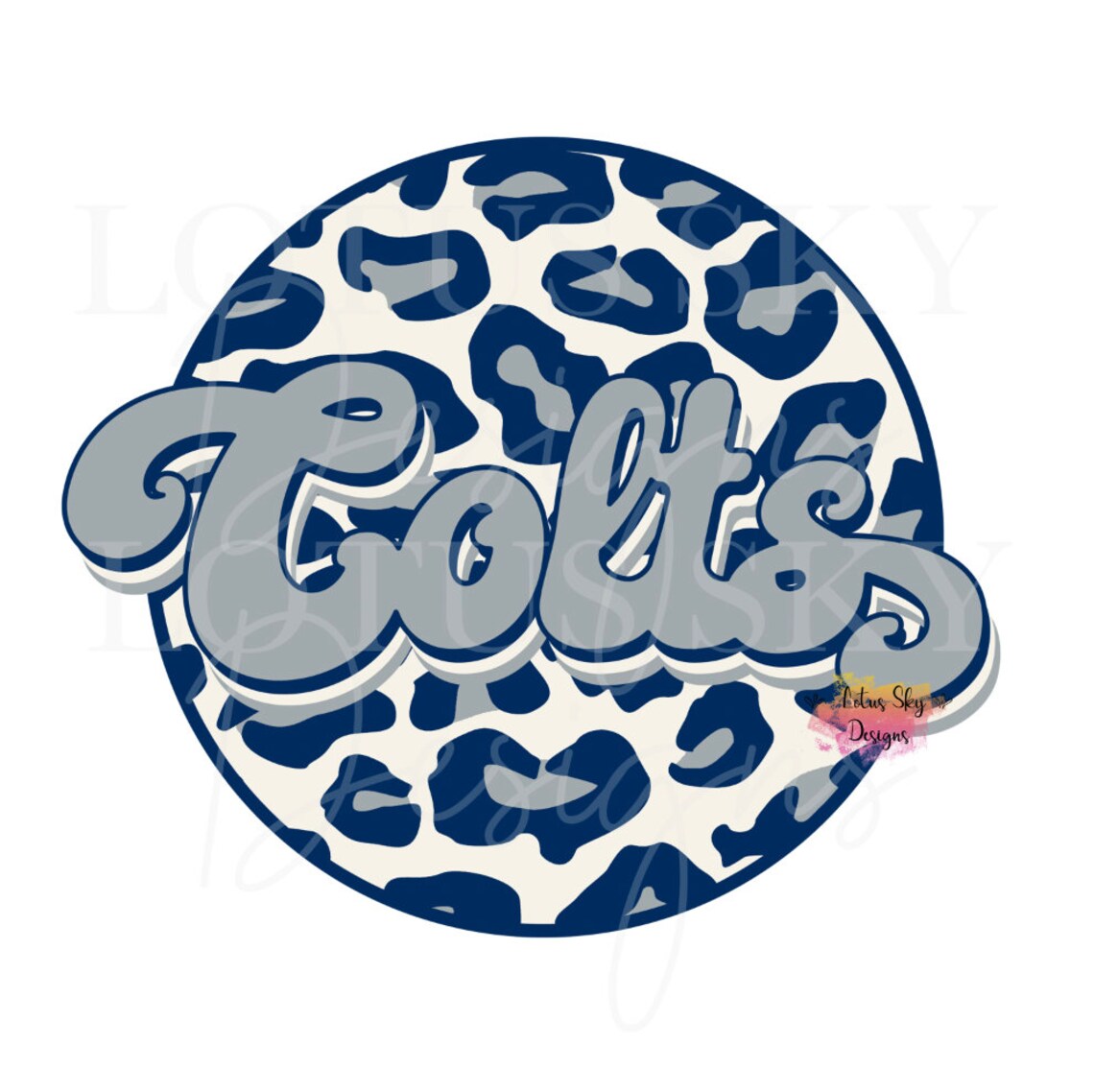 Colts Retro Leopard Print Circle Instant Download SVG and - Etsy