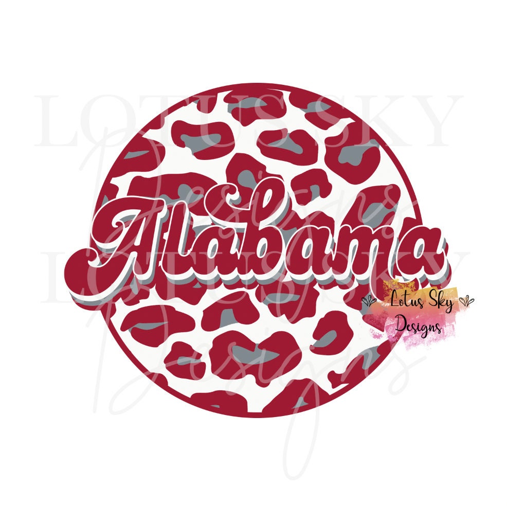 Alabama Retro Leopard Print Circle Ready to Press - Etsy