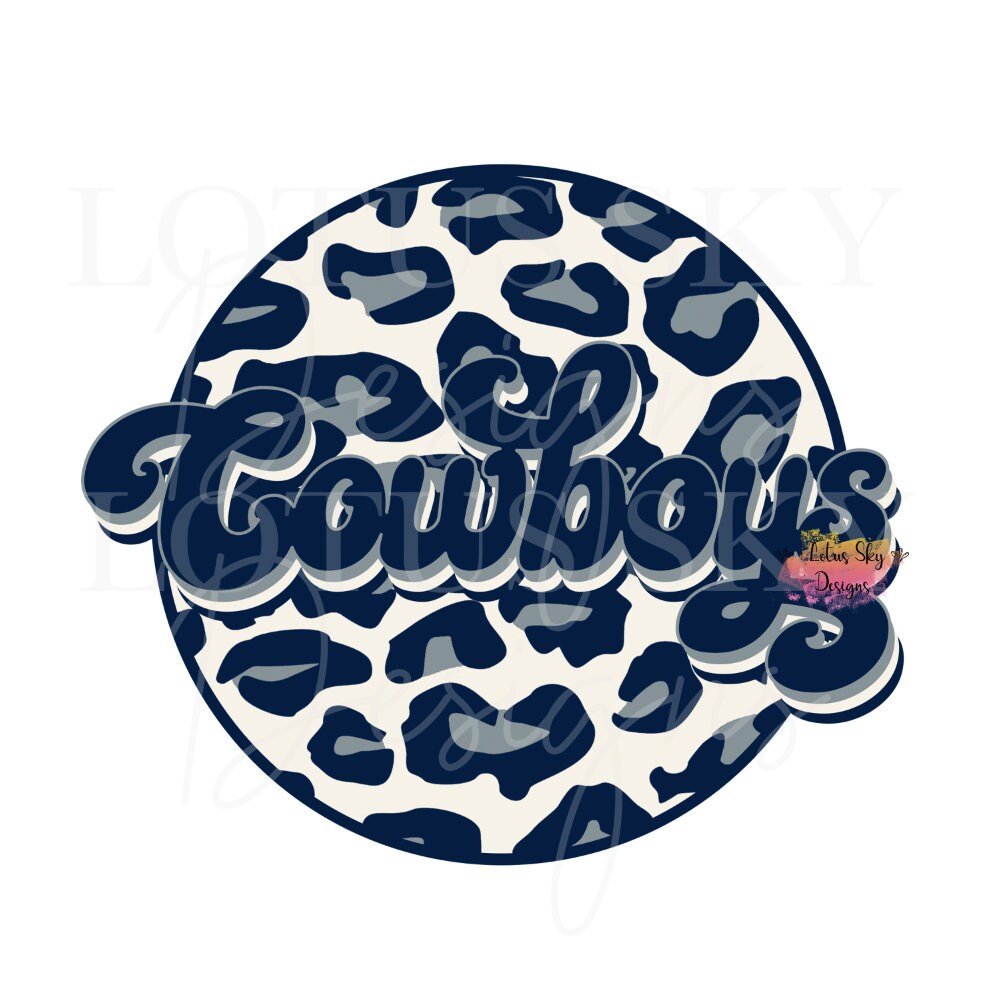 Cowboys Retro Leopard Print Circle | Ready to Press | Sublimation Heat ...