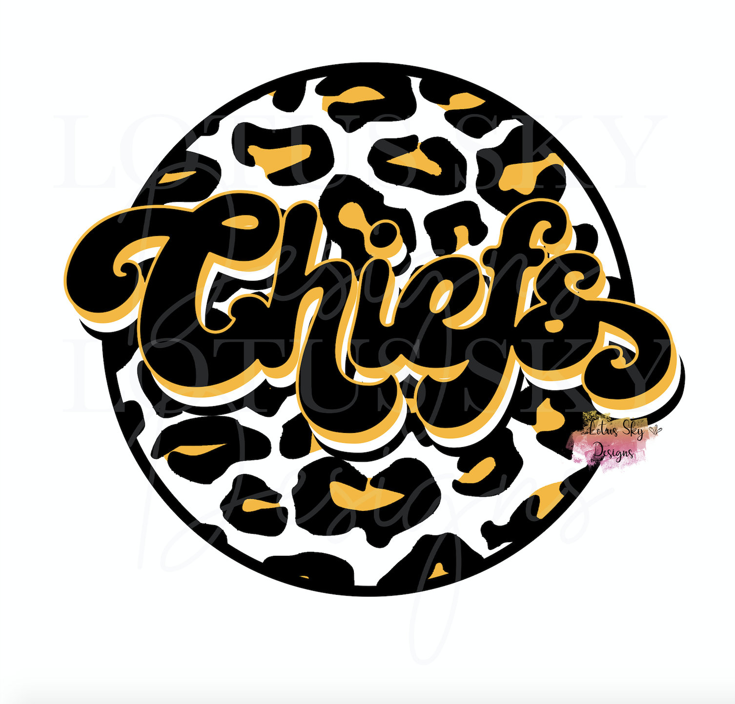 Black and Gold Chiefs Retro Leopard Print Circle | Ready to Press ...