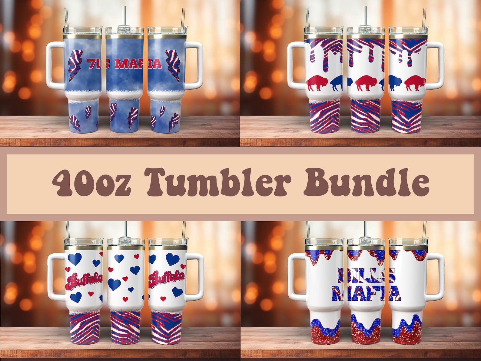 Buffalo Themed 40oz Tumbler Bundle | Instant Download | 4 PNG Files for ...
