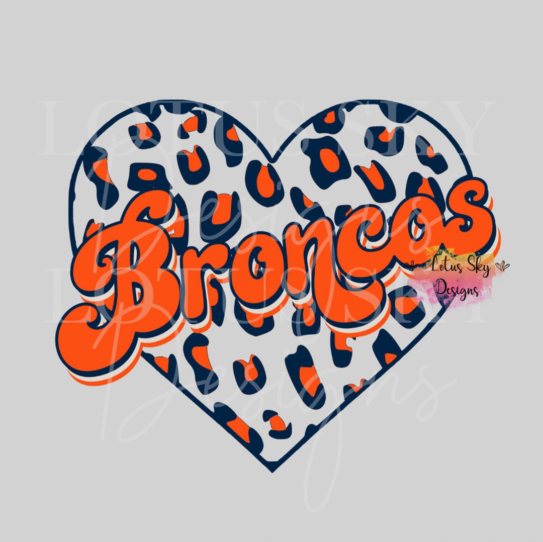 Broncos Retro Leopard Print Heart | Instant Download | SVG and PNG ...
