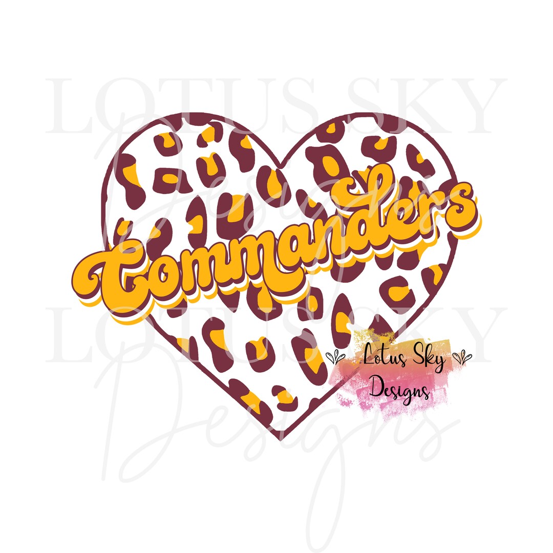 Commanders Retro Leopard Print Heart| Instant Download | SVG and PNG ...