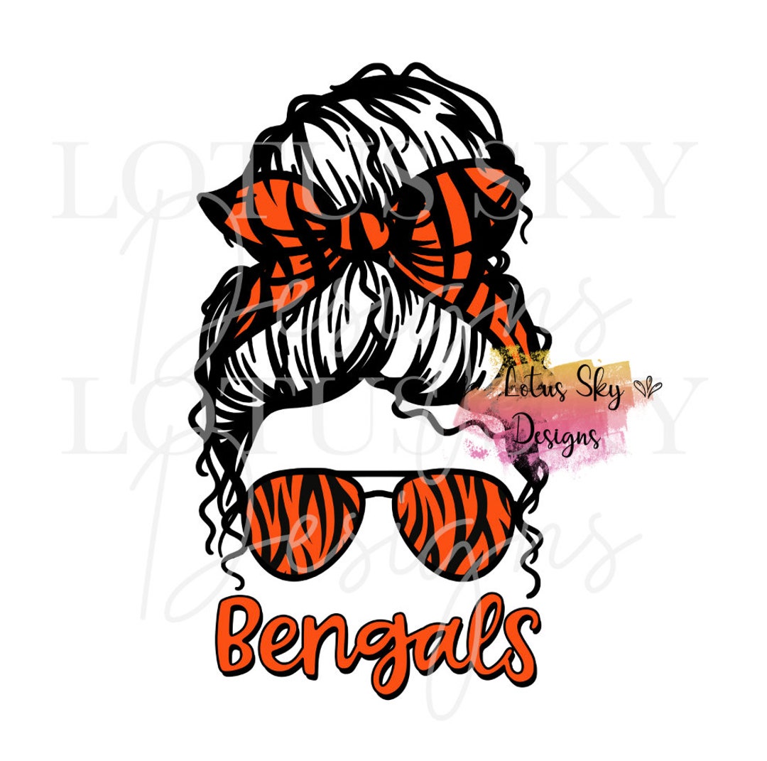 Bengals Stripes Messy Bun | Instant Download | SVG and PNG Files ...