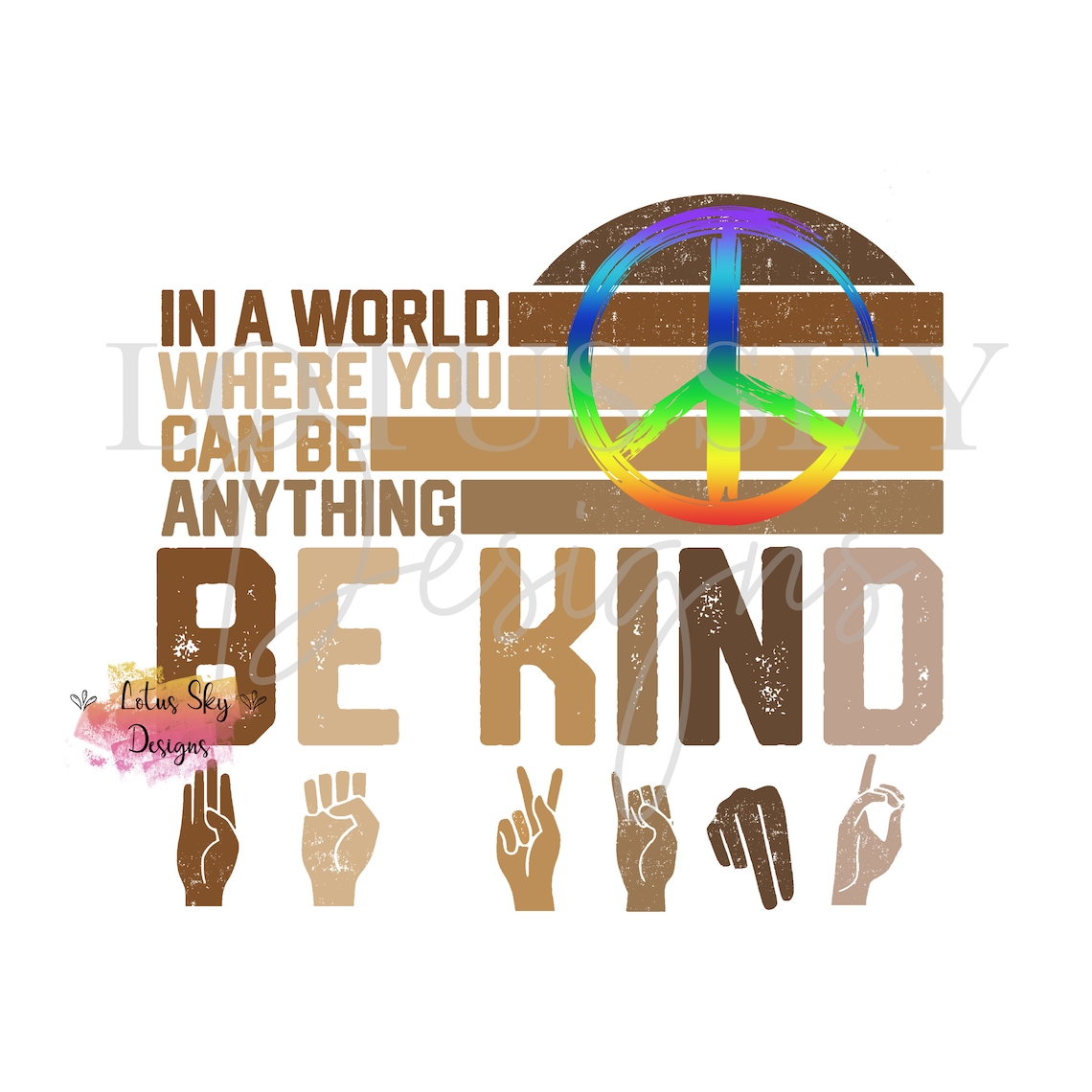 Be Kind Sign Language Peace Sign Instant Download PNG File | Etsy