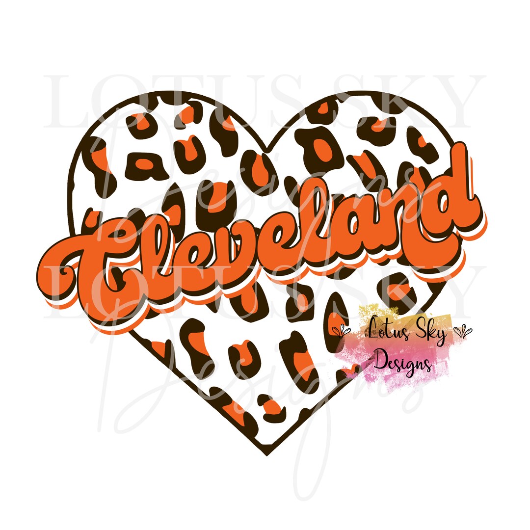 Cleveland Retro Leopard Print Heart | Ready to Press | Sublimation Heat ...